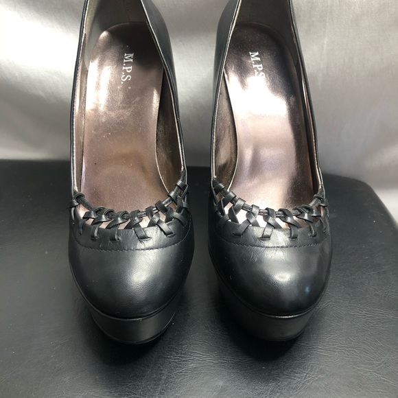 M.P.S. | Shoes | Mps Black Leather High Heels 75 Platform Mps | Poshmark